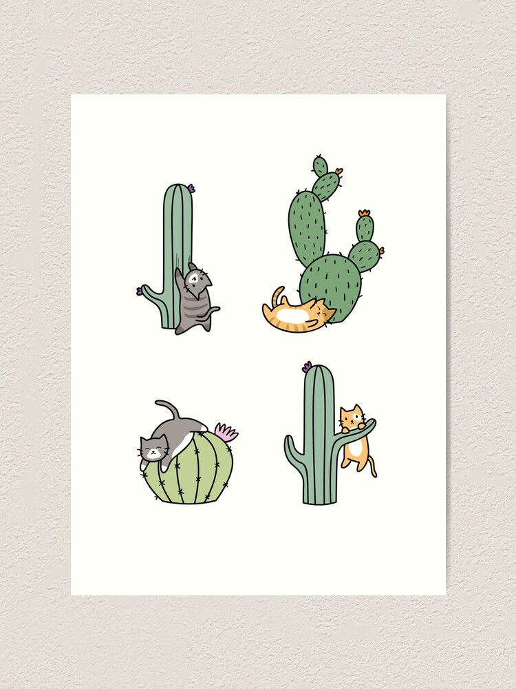 "Cacti Cats" Art Print for Sale by Shopzoki | Redbubble