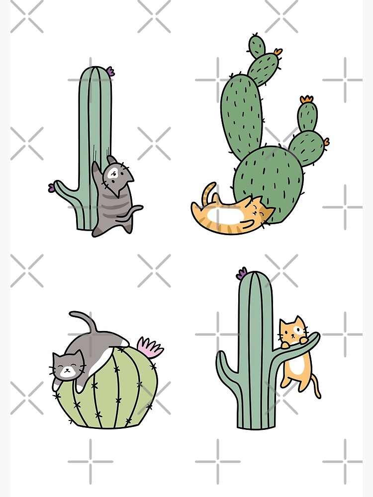 "Cacti Cats" Art Print for Sale by Shopzoki | Redbubble