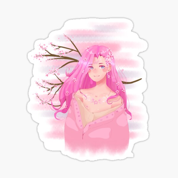 "Cute Anime Girl Sakura Flowers Cherry Blossom Pink Kawaii" Sticker by ...