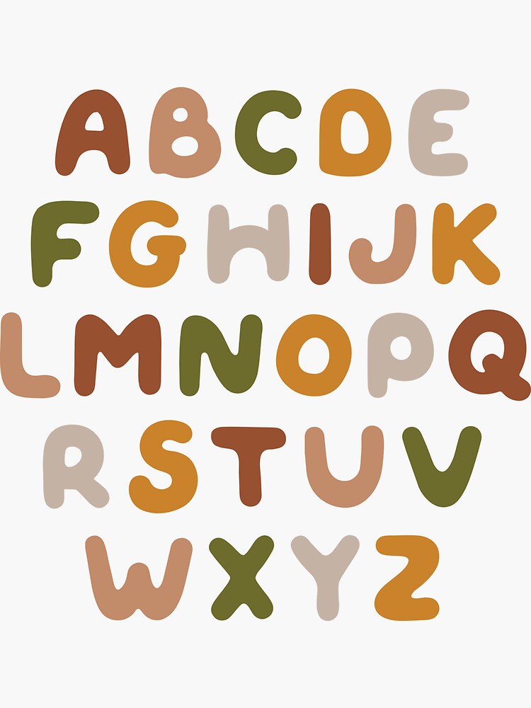 "Chunky ABC | Woodland | Modern Minimalist English Alphabet" Sticker ...