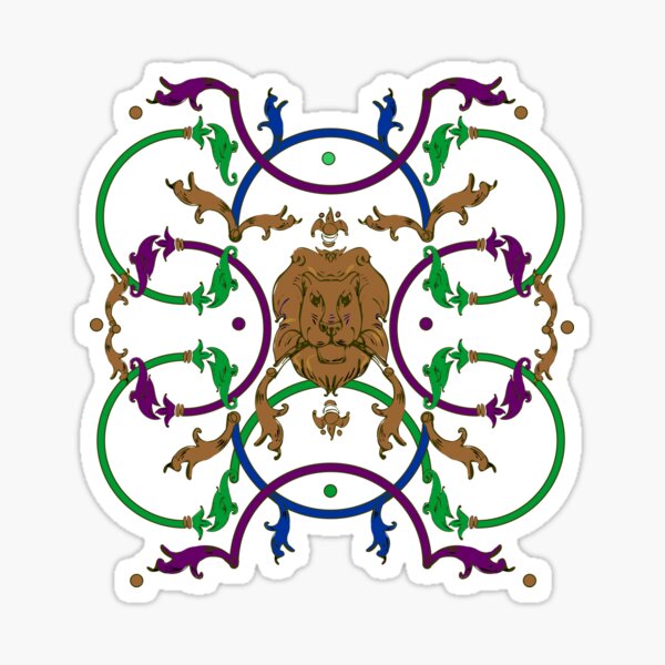 "Decorative lattice with a lion in classic style" Sticker for Sale by ...