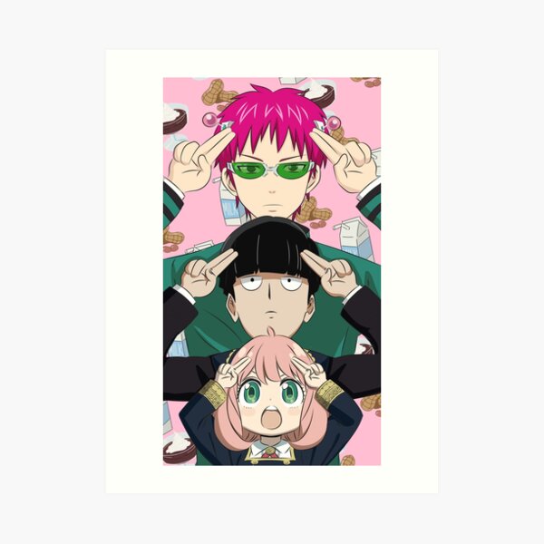 "Anya Forger Saiki K Mob Psycho Psychic Trio" Art Print by ...