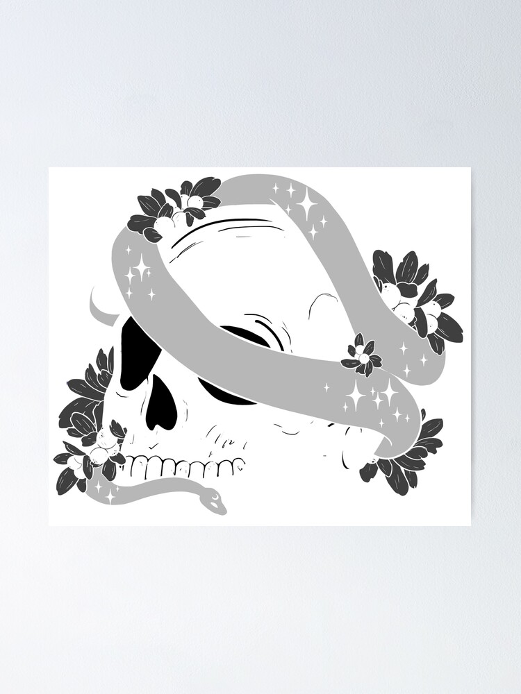 "Pocket Witch Skull [Snake & Mistletoe Gradient mono] " Poster for Sale ...
