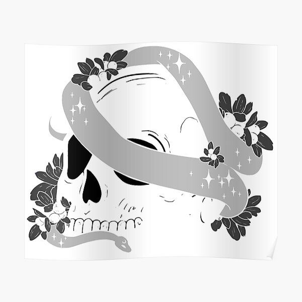 "Pocket Witch Skull [Snake & Mistletoe Gradient mono] " Poster for Sale ...