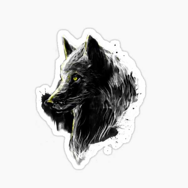 "black wolf" Sticker for Sale by fredlevy-hadida | Redbubble