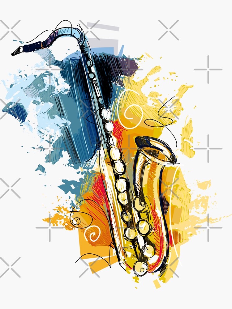 "Saxophone jazz design t shirt sticker" Sticker for Sale by Somahaus ...