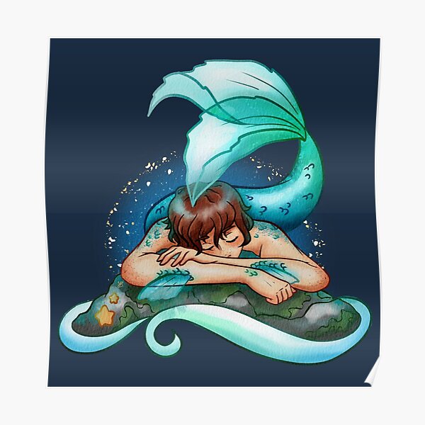 "Mermay 2022 - Serene Watercolor Merman" Poster by heysoleilart | Redbubble