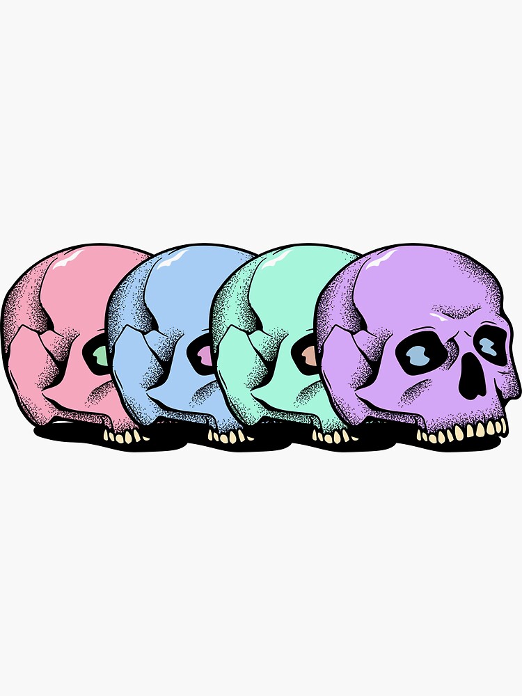 "Neon skulls" Sticker by MiniKila | Redbubble