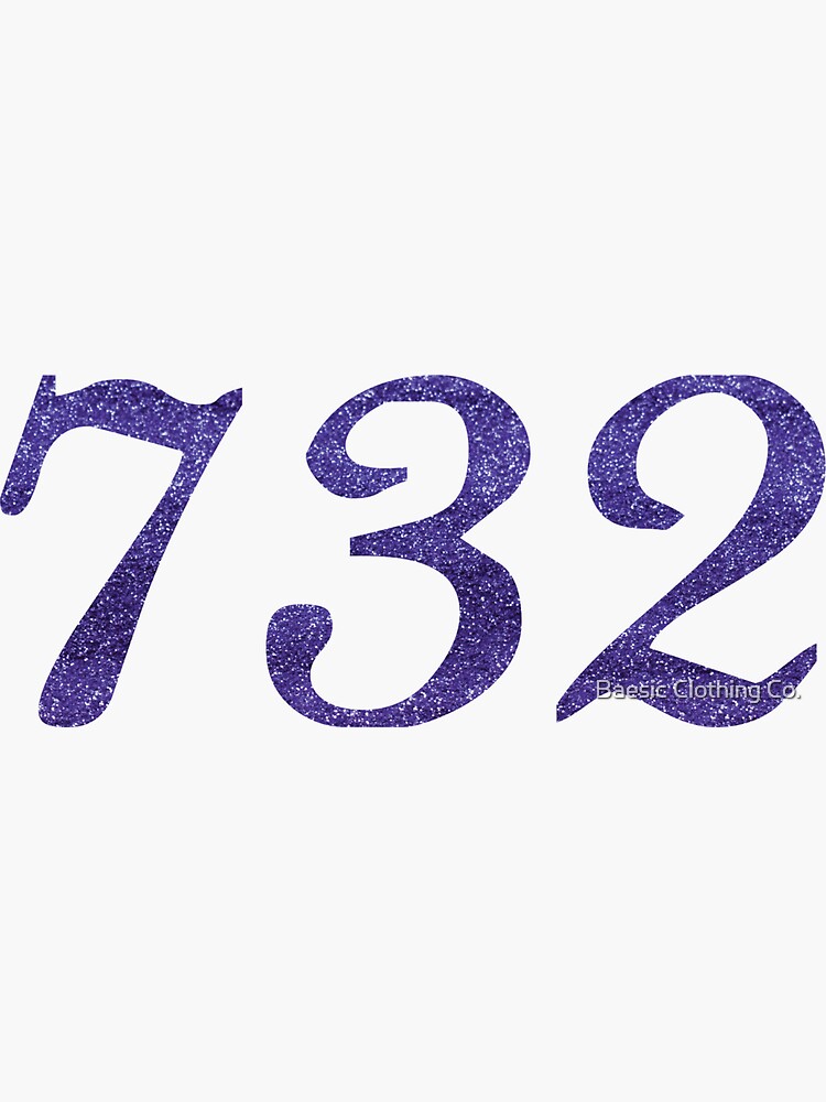 "732 Area Code (Glitter)" Sticker by BaesicClothing | Redbubble
