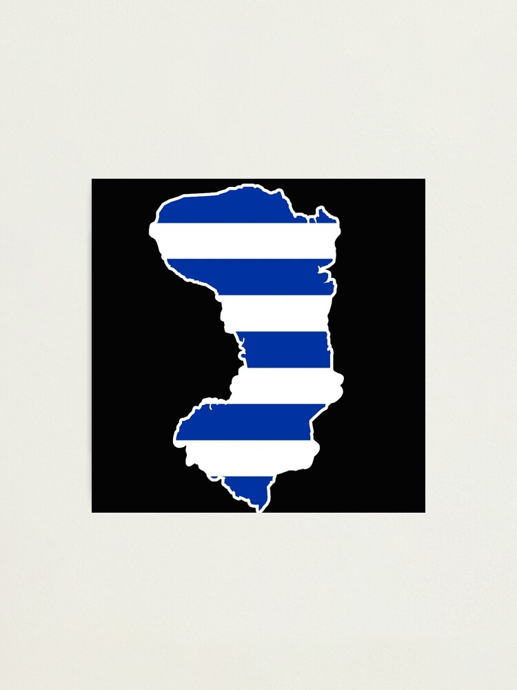 Lámina fotográfica «Chios Isla griega Grecia Mapa Χίος, Ελλάδα Azul ...