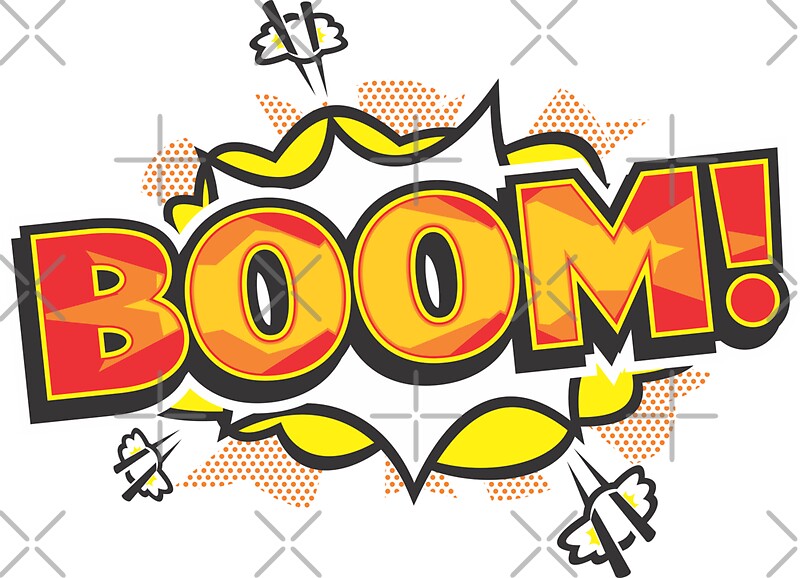 "BOOM!" Stickers by jamieleeart | Redbubble