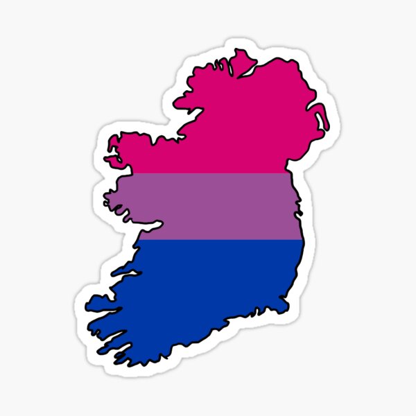 "Ireland Outline - Bi Pride Flag" Sticker by uni-que-designs | Redbubble