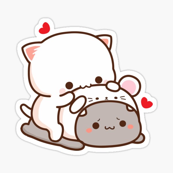 "Peach gives a kiss to the sad Goma | Peach and Goma" Sticker for Sale ...
