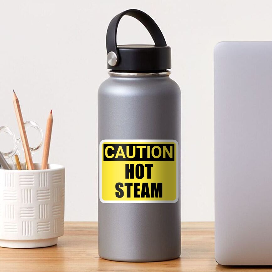 "Machine caution sign - caution hot steam " Sticker for Sale by cizito ...