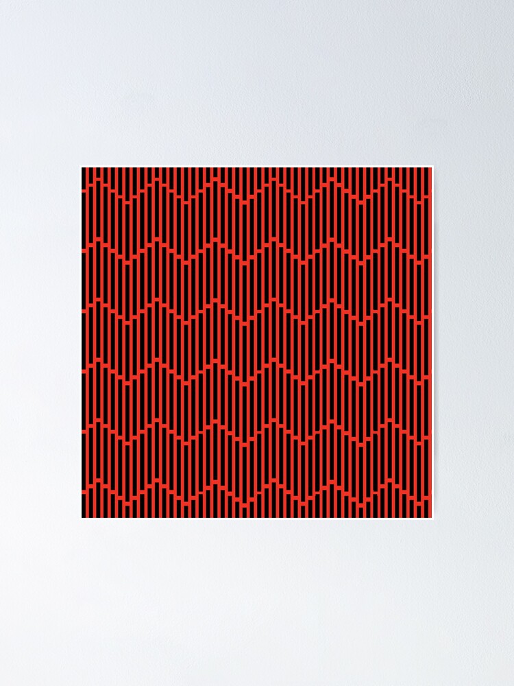 "red and black vertical line zig zag pattern" Poster for Sale by ...