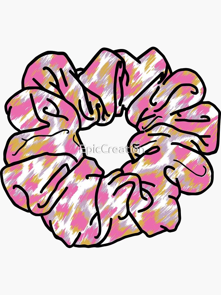 "VSCO Girl Pink Cotton Candy Leopard texture Hair Scrunchie " Sticker ...