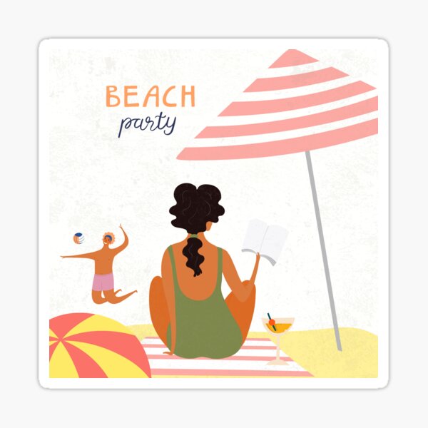 "Beach party " Sticker for Sale by C-Cloudartworks | Redbubble