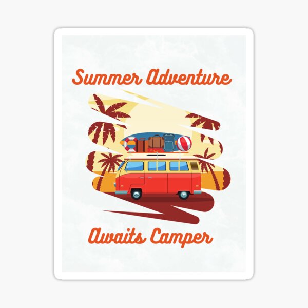 "Summer Adventure Awaits Camper" Sticker by formylovelydog | Redbubble