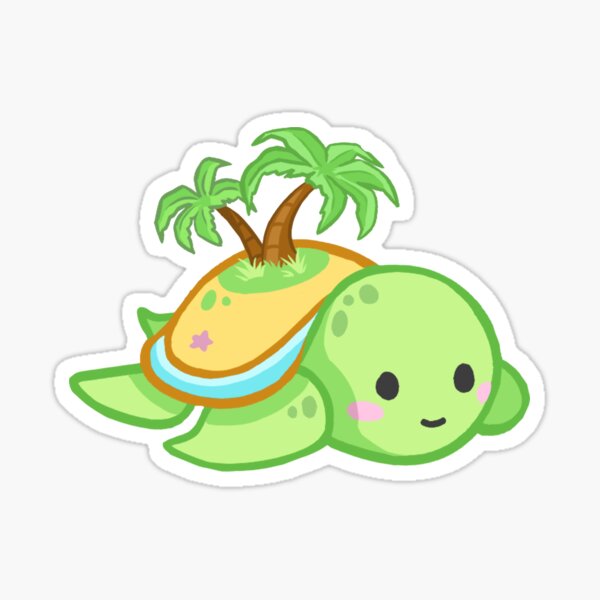 "Cute Turtle Island Shell Sticker" Sticker by 10six | Redbubble