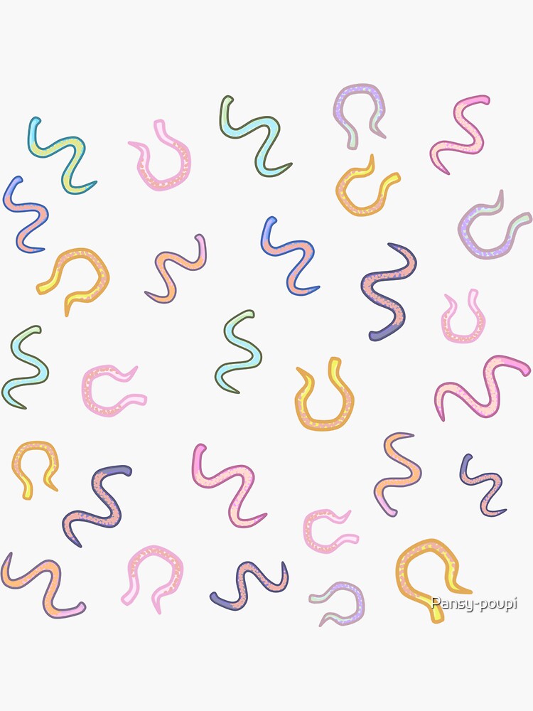 "Colorful nematodes (pink)" Sticker for Sale by Pansy-poupi | Redbubble