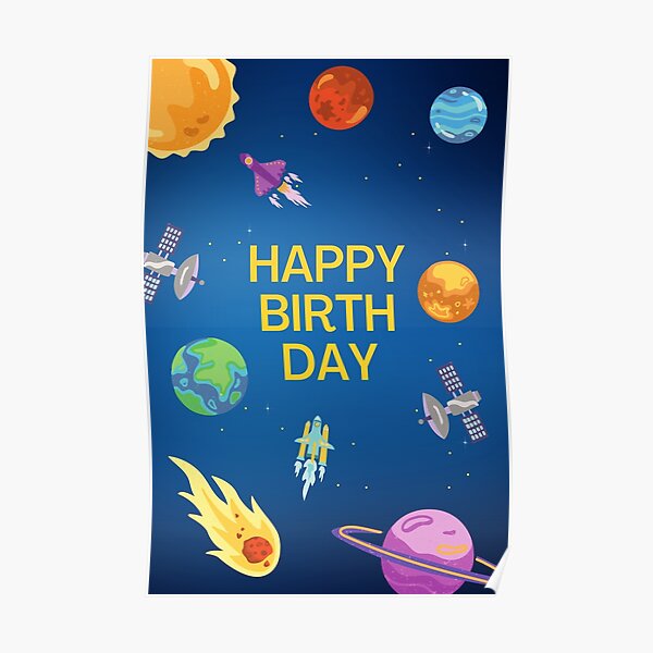 "Happy Birthday - Galaxy Theme" Poster for Sale by JienChan26 | Redbubble