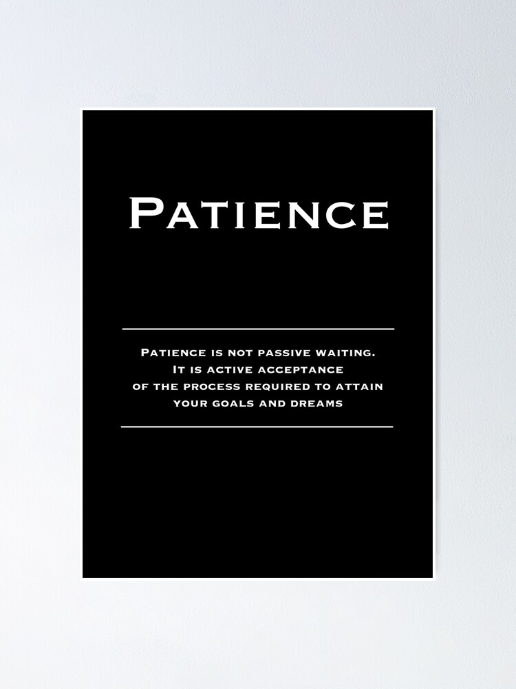 "Patience - Motivational Inspirational Corporate Office Wall Art Black ...