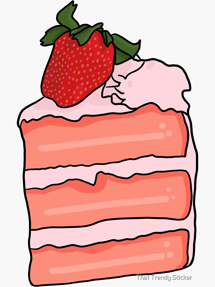 "Strawberry Cake Sticker" Sticker for Sale by amandasmall416 | Redbubble