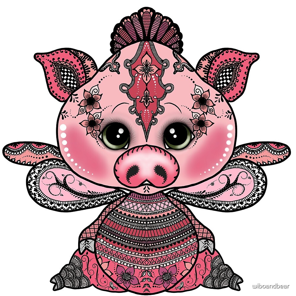 "Henna tattoo-style Pig" by wiboandbear | Redbubble