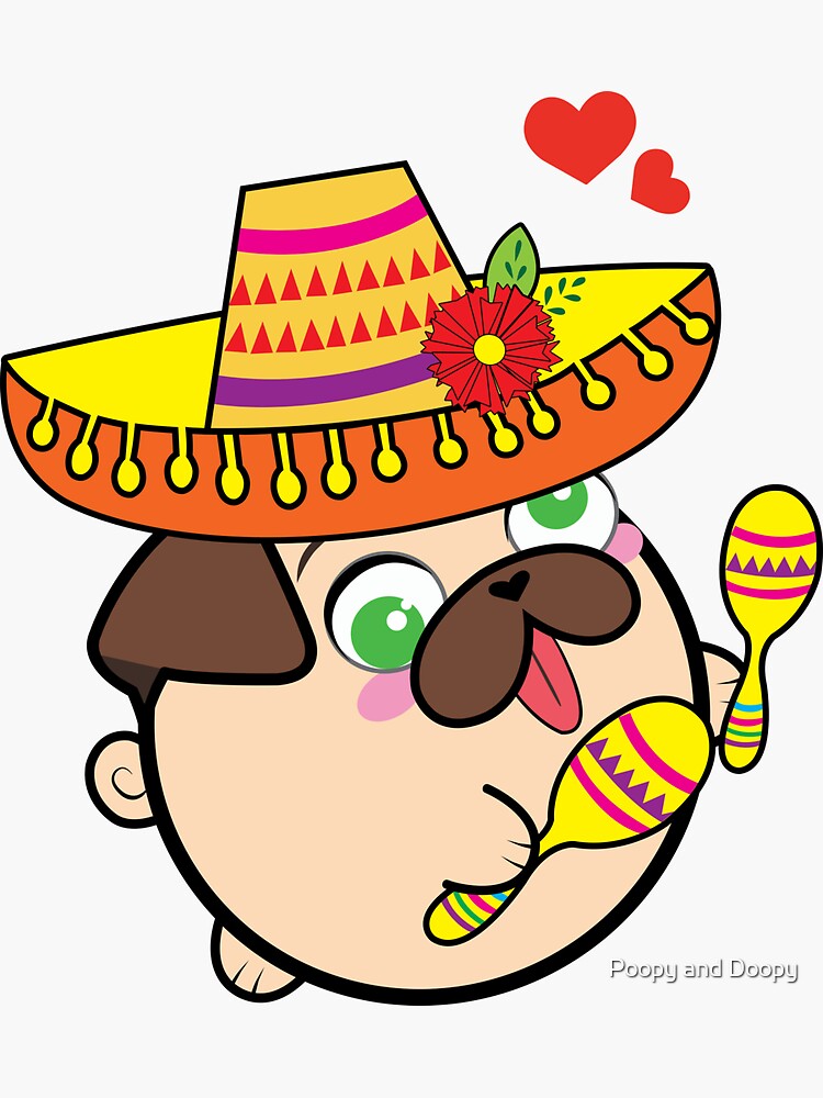 "Doopy the Pug Puppy - Day of the Dead Día de Muertos" Sticker by poopy ...