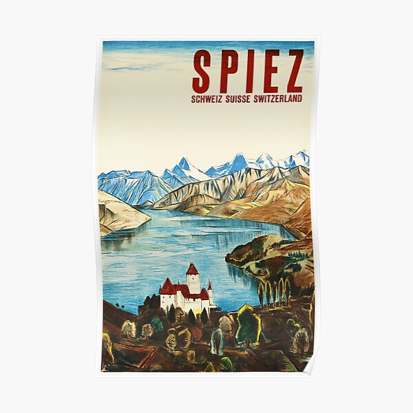 "SPIEZ TOWN LAKE THUN Bernese Oberland Switzerland 1925 Vintage Tourism ...