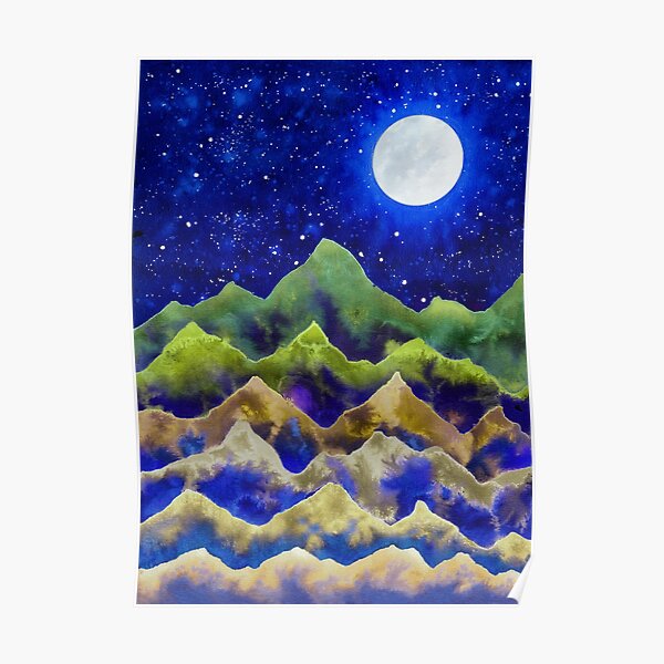 "Navy blue landscape" Poster for Sale by symmetreeart | Redbubble