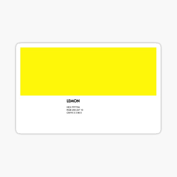 "Lemon - Bright Yellow - Color Pantone Colour Design" Sticker for Sale ...