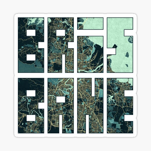 "Brisbane City Map of Queensland, Australia - Summer" Sticker for Sale ...