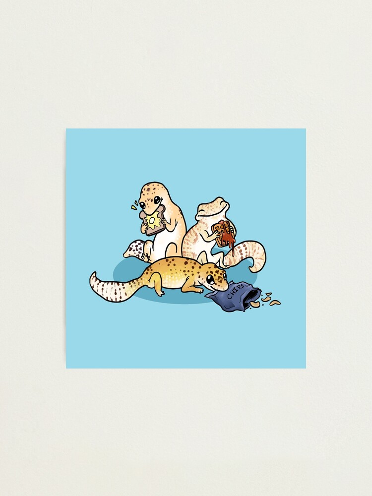 Lámina fotográfica «Geckos leopardo comiendo dibujos animados de ...