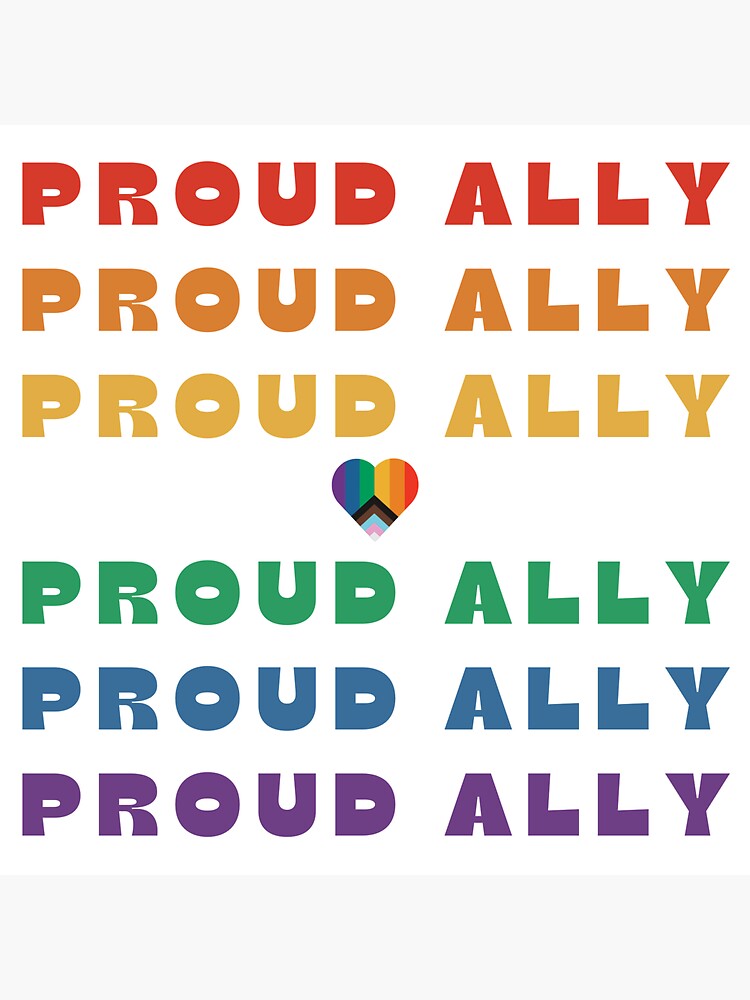 "Rainbow Proud Ally Design with Rainbow Heart " Sticker for Sale by ...