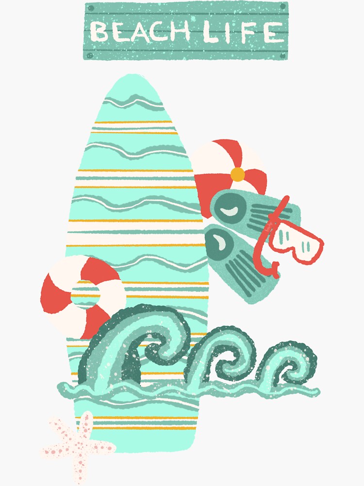 "Beach Life" Sticker by MarcyBrennanArt | Redbubble