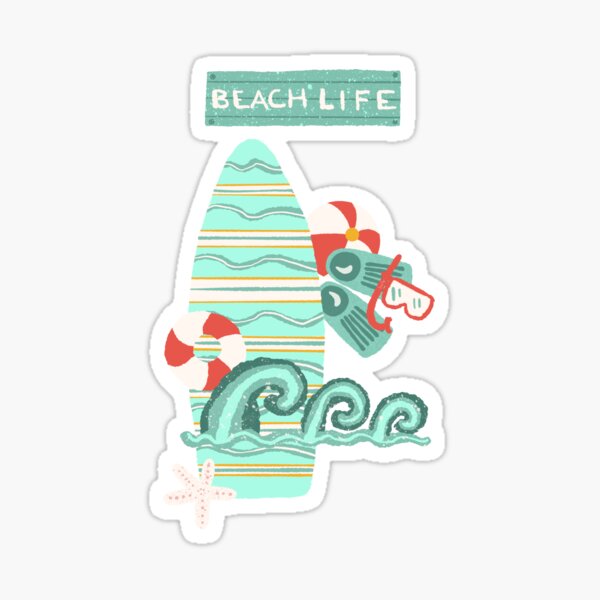 "Beach Life" Sticker by MarcyBrennanArt | Redbubble