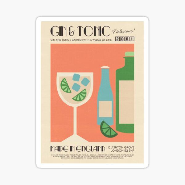 "The Gin And Tonic" Sticker by MarionHostetter | Redbubble