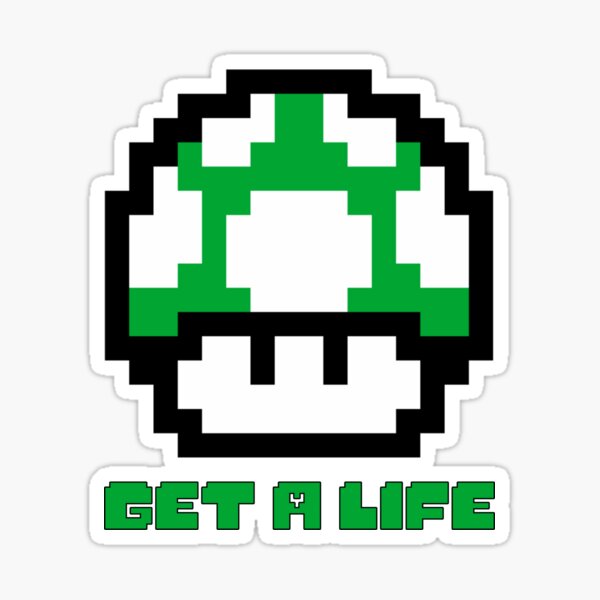 "Get A Life 1up retro gaming" Sticker for Sale by BlazeBelushi | Redbubble