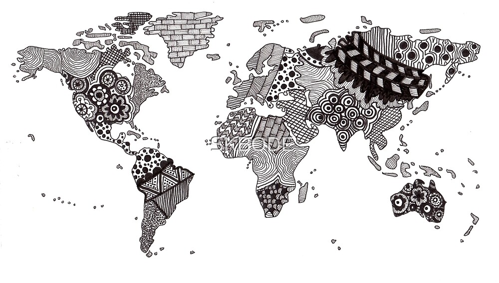 "World Map Zentangle" by SKBODE | Redbubble