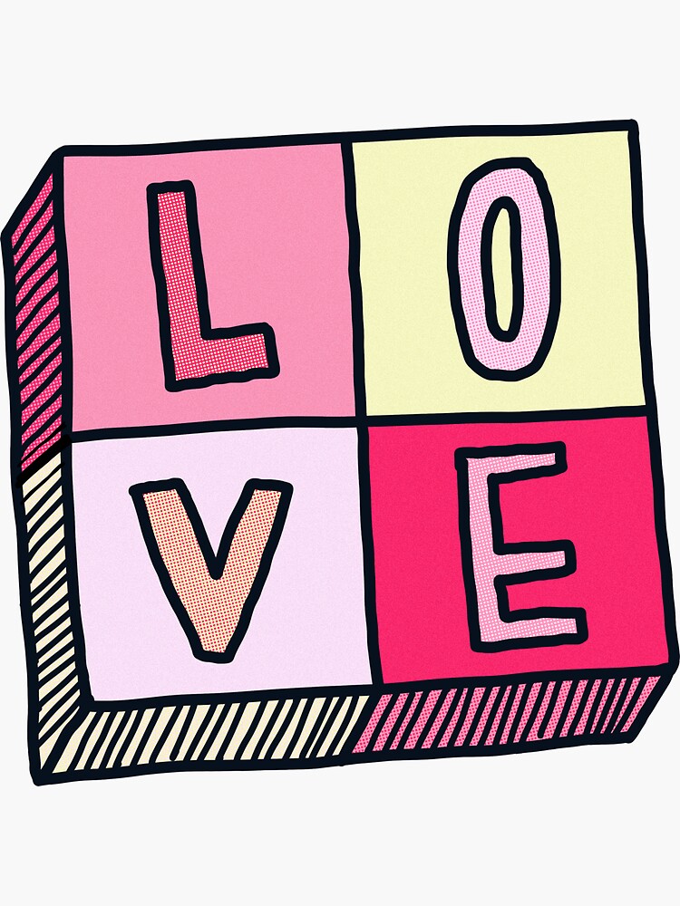 "love block" Sticker for Sale by PoorlyMadeDC | Redbubble