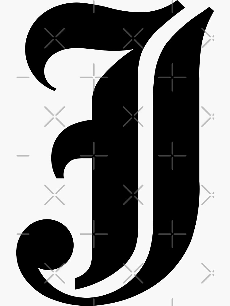 "Old English Letter J, Initial J" Sticker by Fashionxj | Redbubble