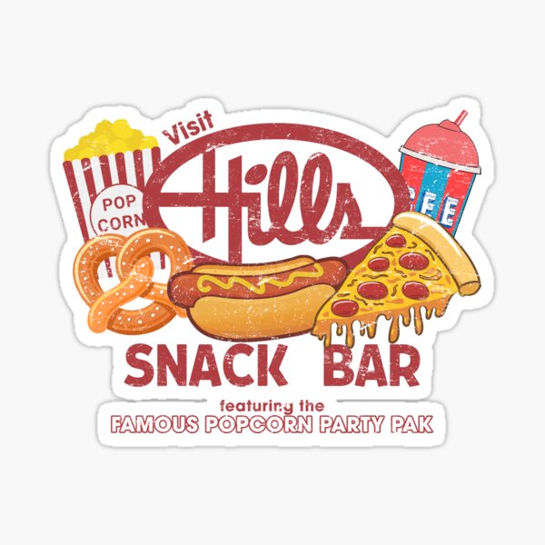 "Distressed Hills Snack Bar" Sticker for Sale by TeeArcade84 | Redbubble