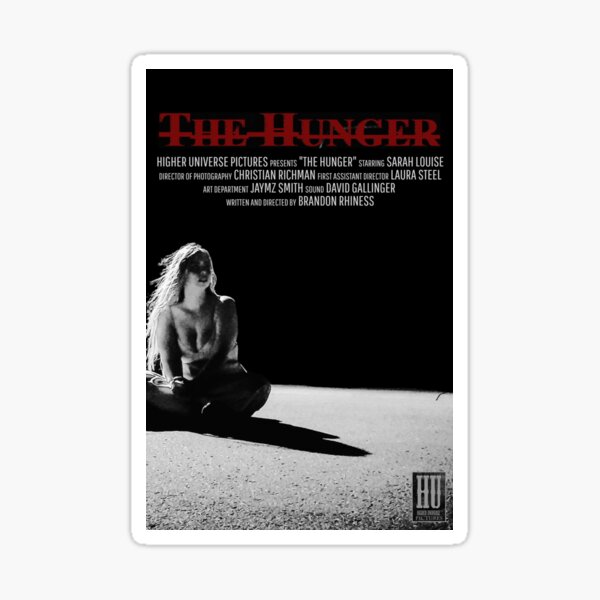 ""The Hunger" Film Poster Design" Sticker by HigherUniverse | Redbubble