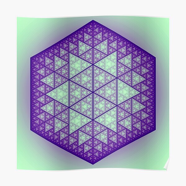 " Sierpinski triangle hexagram star violet turquoise" Poster for Sale ...