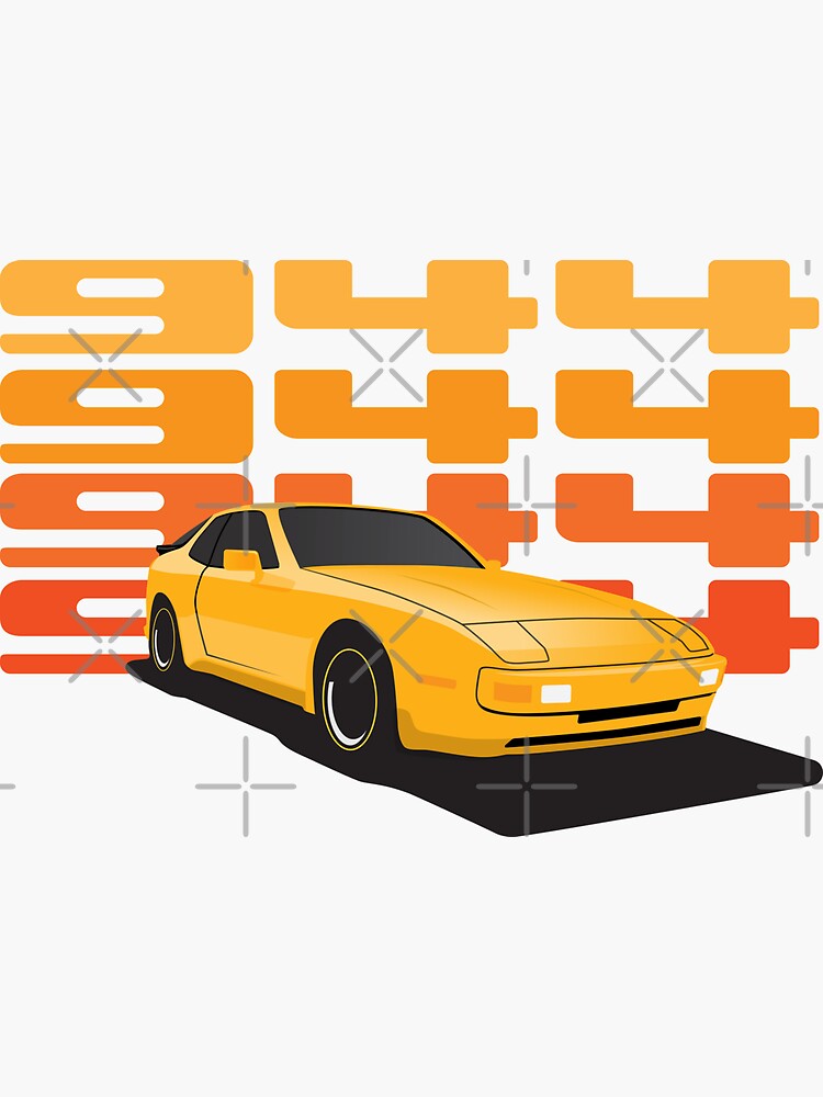 "1986 Porsche 944 yellow illustration" Sticker for Sale by blackdogshop ...