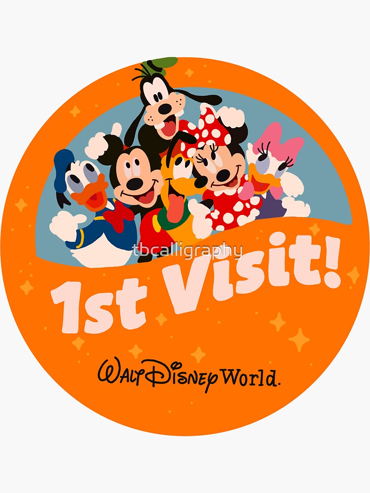 "1st Visit WDW Button" Sticker for Sale by tbcalligraphy | Redbubble