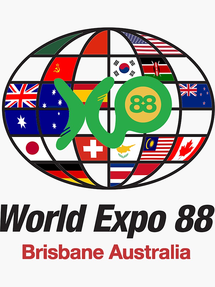 "expo 88 logo with flags" Sticker for Sale by geppyboy | Redbubble