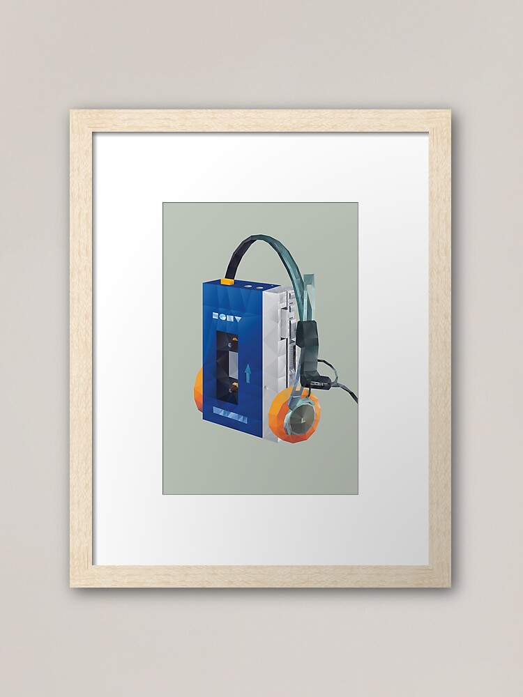 "Sony Walkman TPS-L2 with MDR-5A Headphone Polygon Art" Framed Art ...