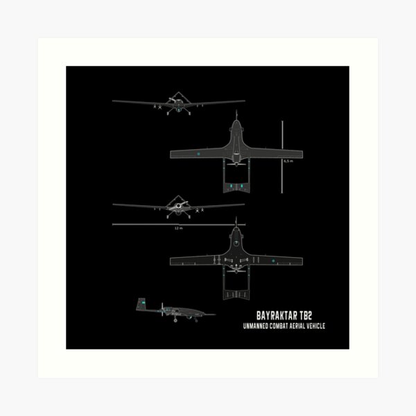 "Bayraktar TB2 Aircraft Model Blueprint" Art Print for Sale by ...